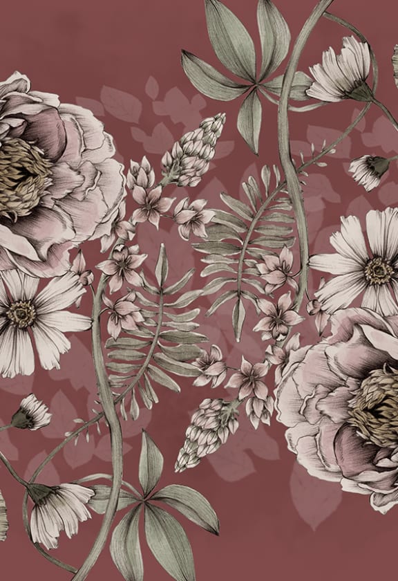 Spring Flower, Rust - Wallpaper | Rebel Walls