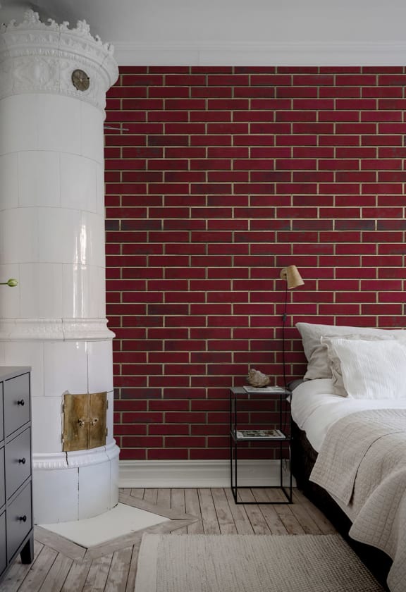 Wall Of Tiles Ruby Red - Wallpaper | Rebel Walls