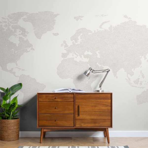 Grey Abstract World Map Wall Mural - Hovia - Hovia Grey Abstract World Map Wall Mural - Hovia - Hovia