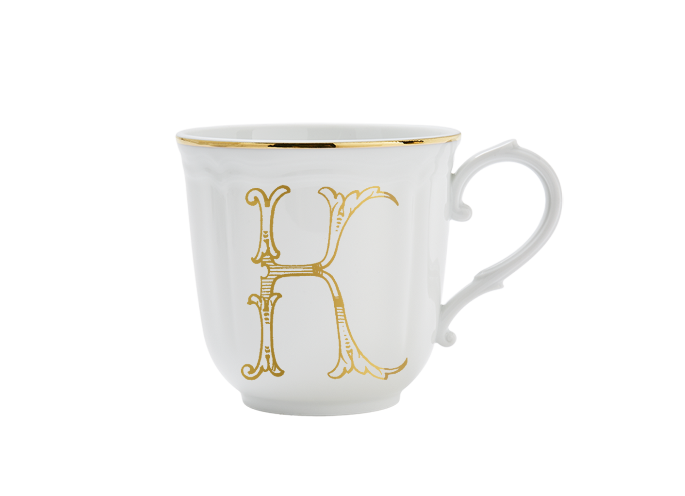 Letter K gold mug | Corona Monogram Mugs | GINORI 1735