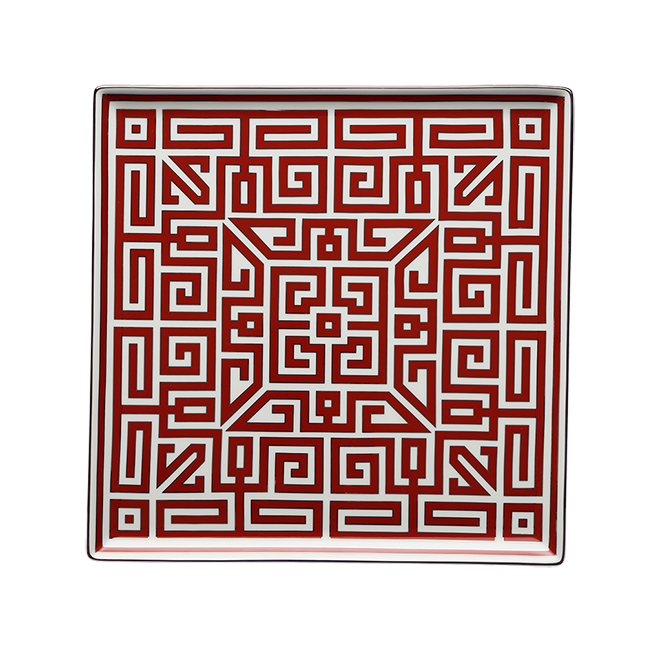 Scarlet red square plate in porcelain | GINORI 1735
