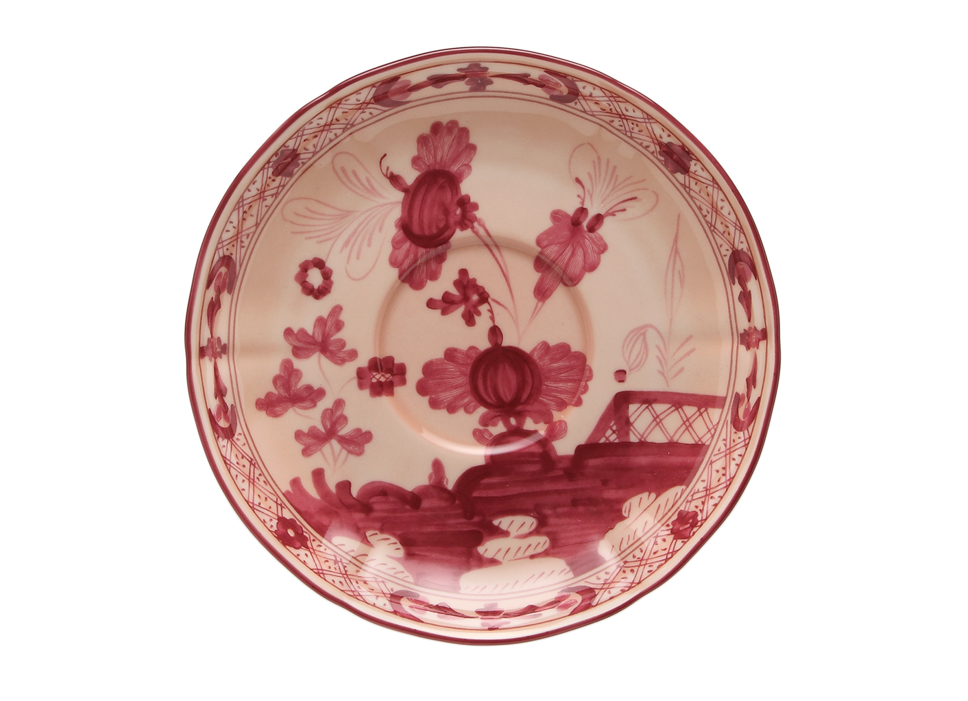 Vermilion-pink porcelain coffee saucers | GINORI 1735