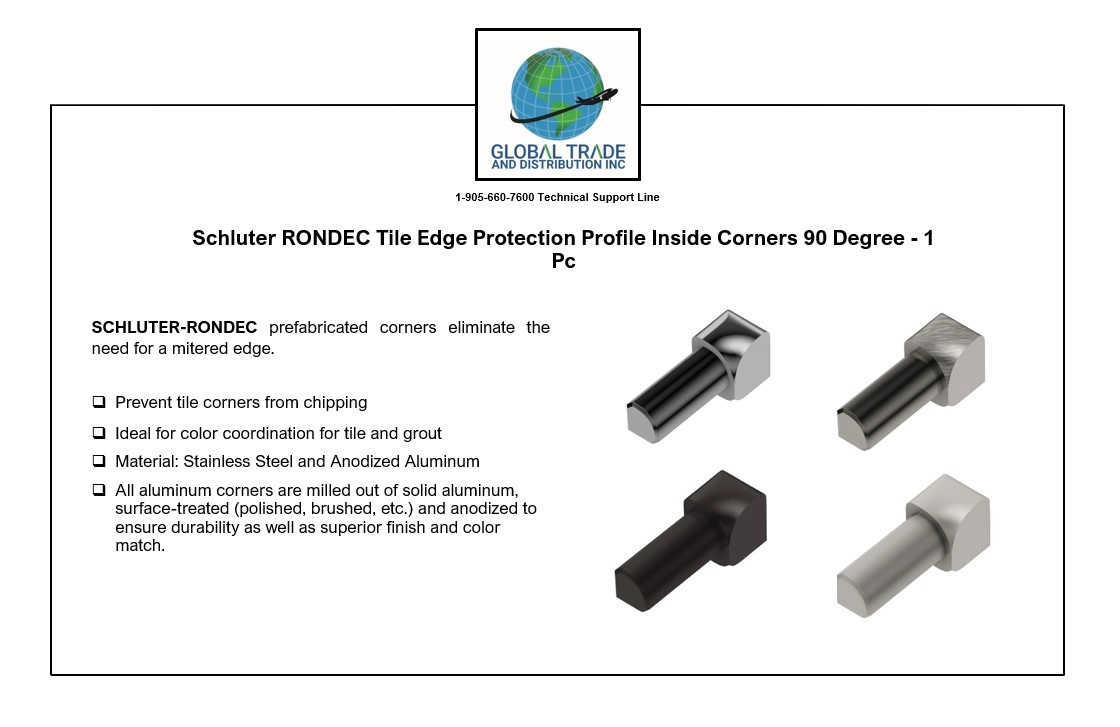 Schluter RONDEC Tile Edge Protection Profile Inside Corner 90 Degree ...