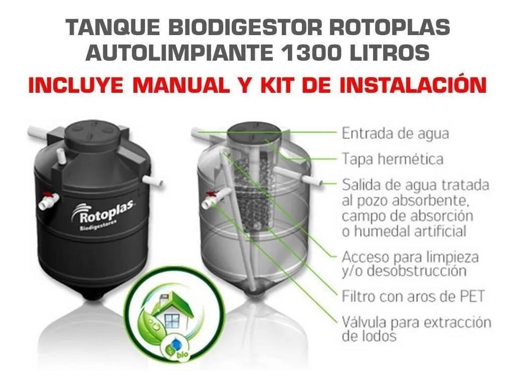 Tanque Biodigestor Rotoplas 1300 Litros