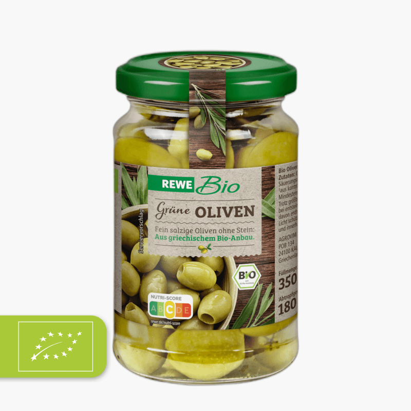 Rewe Bio Kalamata Oliven ohne Stein 180g bei Flink online bestellen!