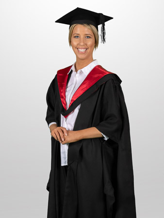 UTas Master of Law graduation gown set - Side view