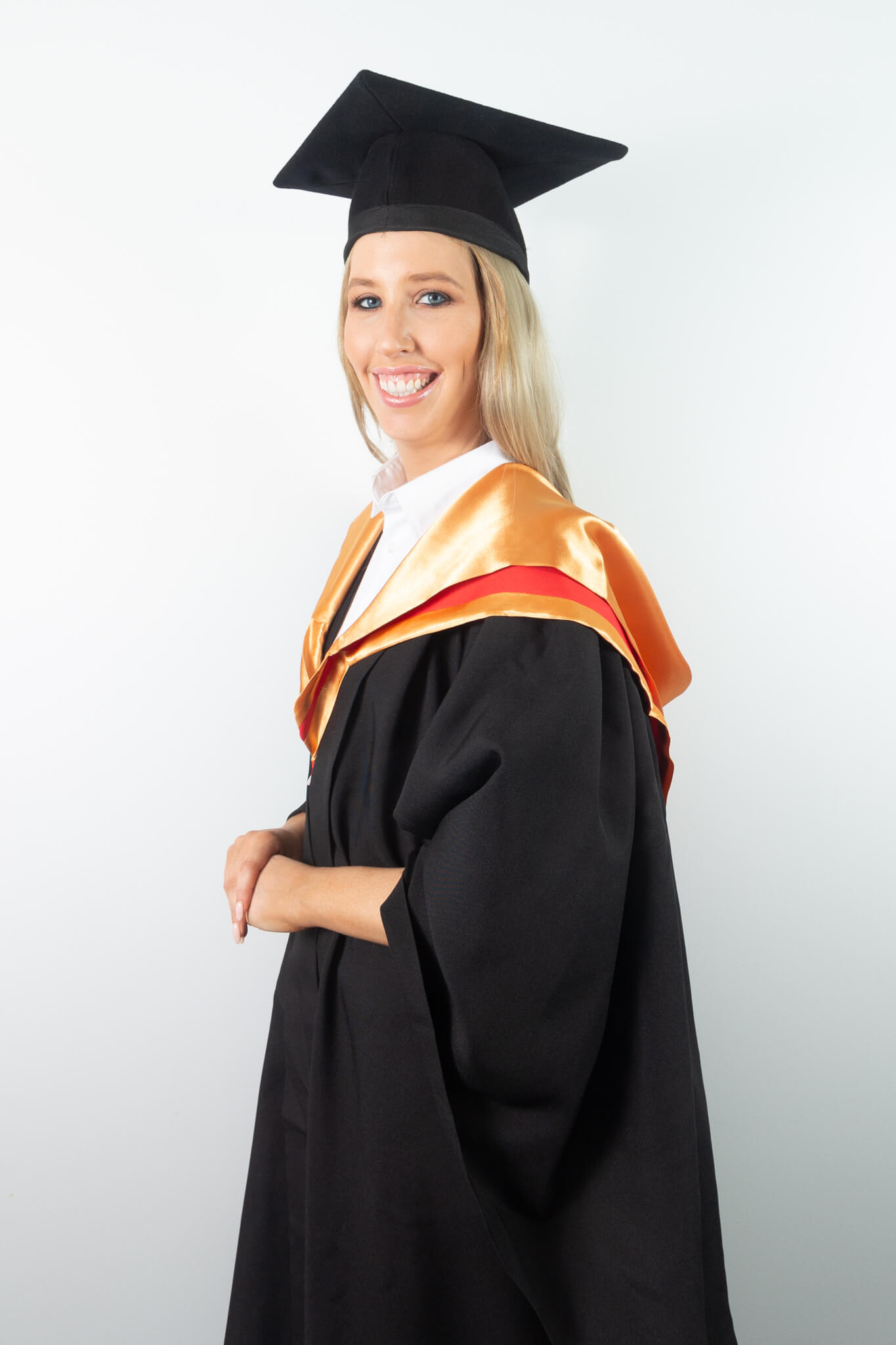 Charles Sturt University Master of Science graduation gown set - Side view