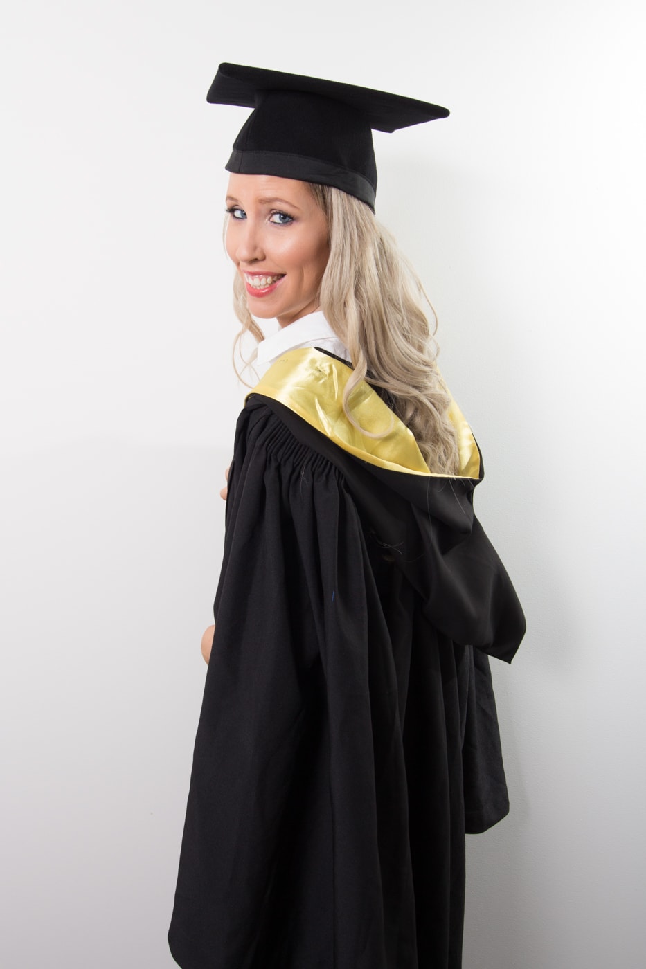 JCU Masters degree graduation gown set - Side view