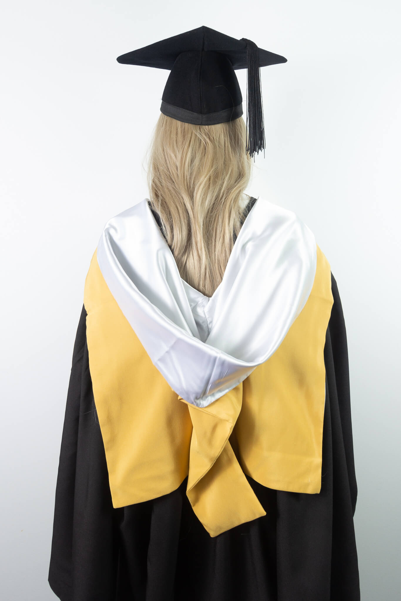 Macquarie University Master of Arts graduation gown set - Back view