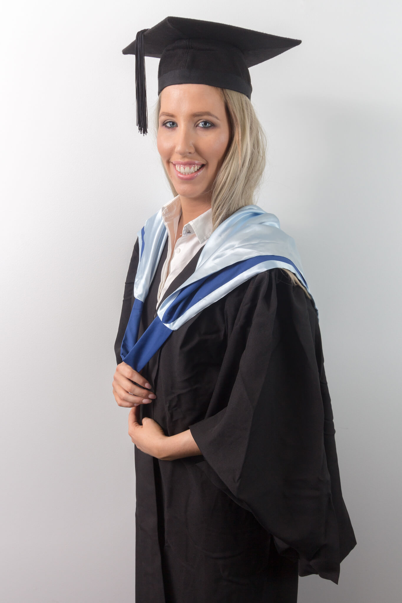 University of Canberra Masters graduation gown set - Side view