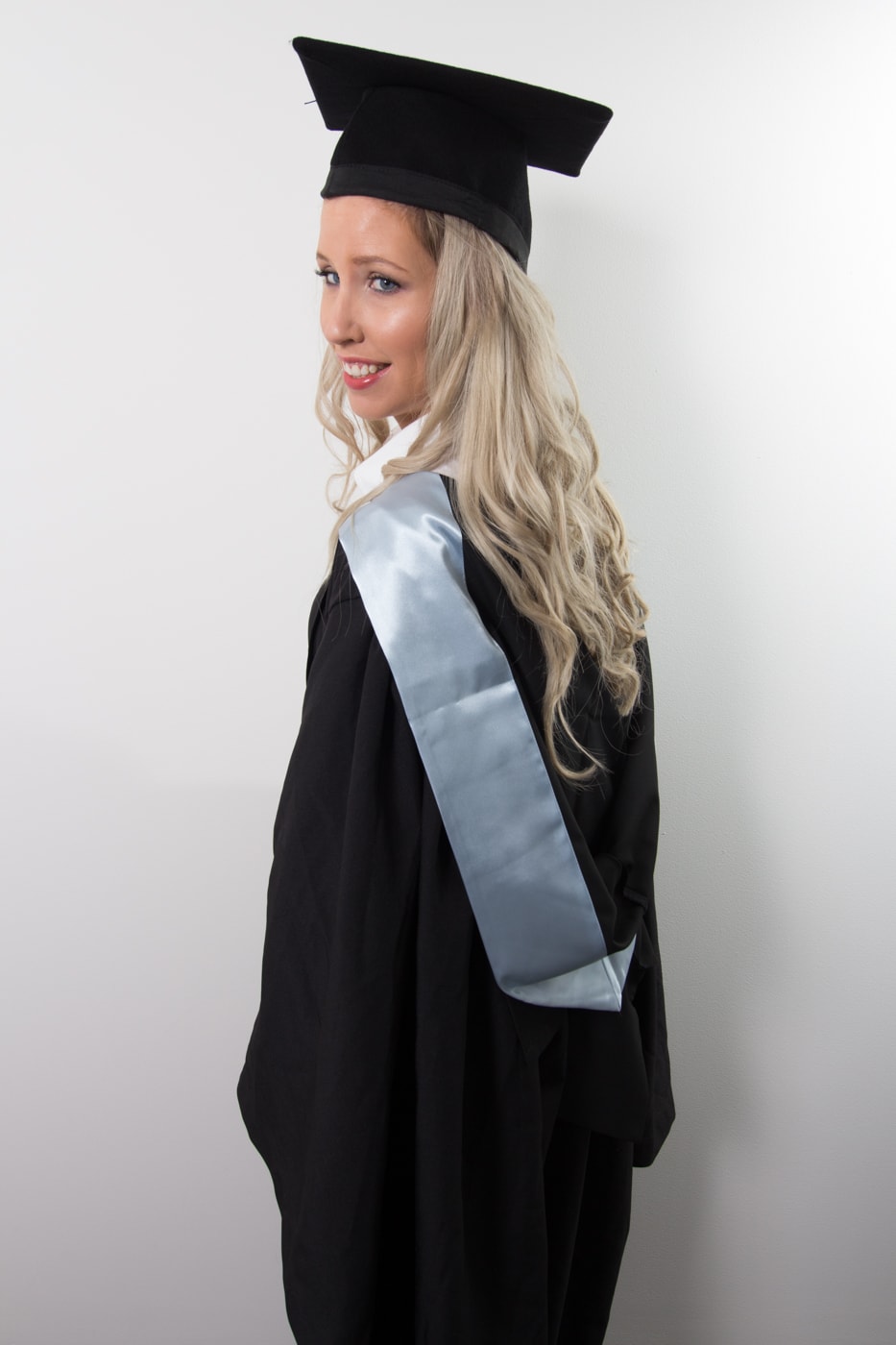 UniMelb Master of Business & Economics graduation gown set - Side view