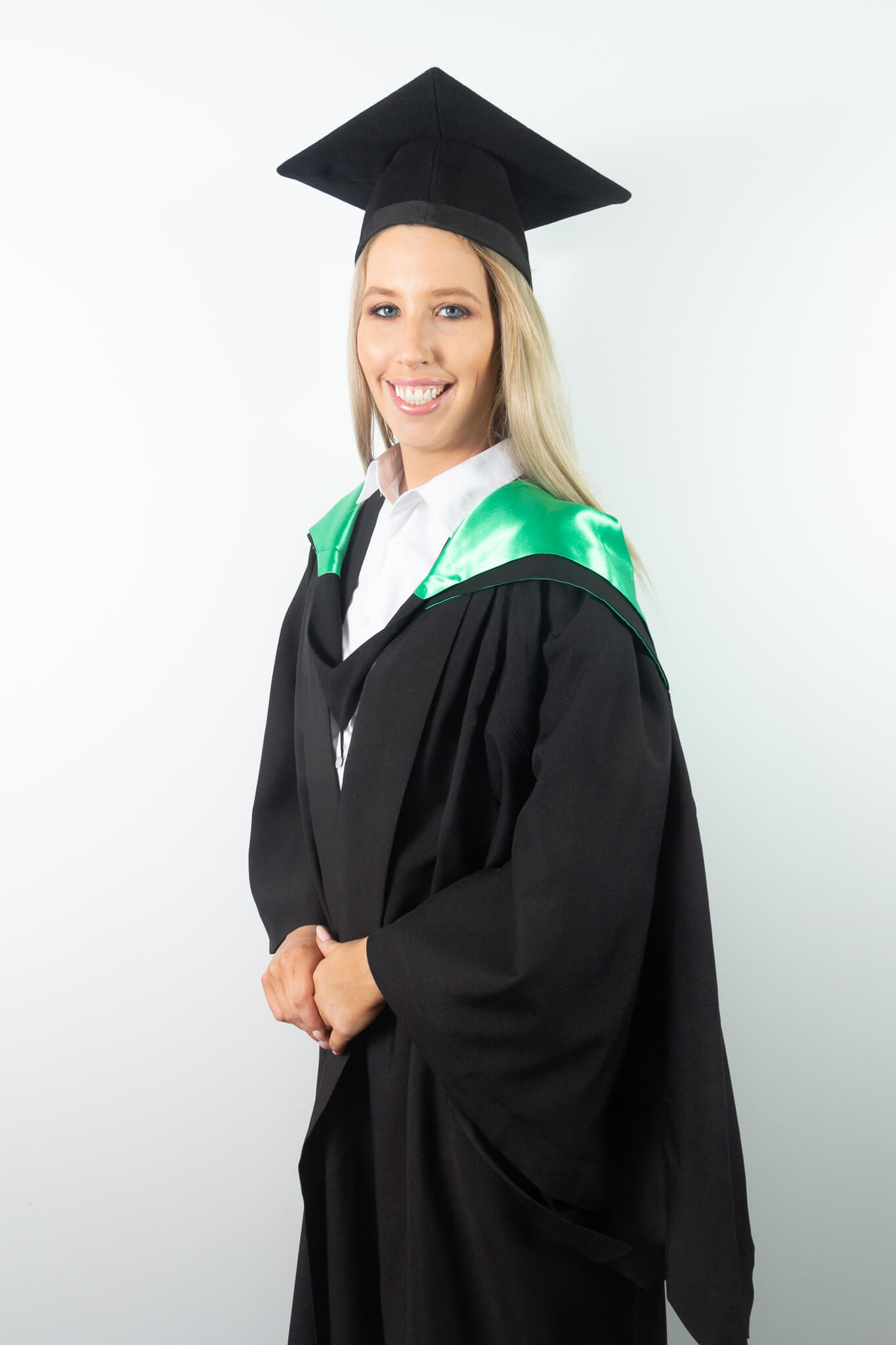 UoN Master of Education graduation gown set - Side view