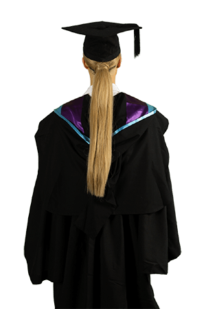 UWS Bachelor of Law & Legal Studies graduation gown set - Back view