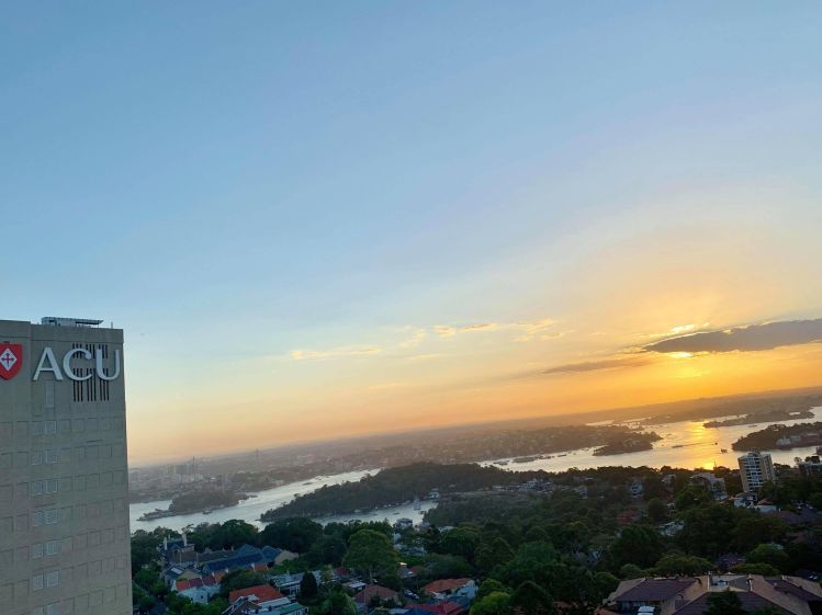ACU building during sunset
