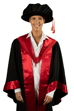 UTAS PhD graduation gown set - Front view
