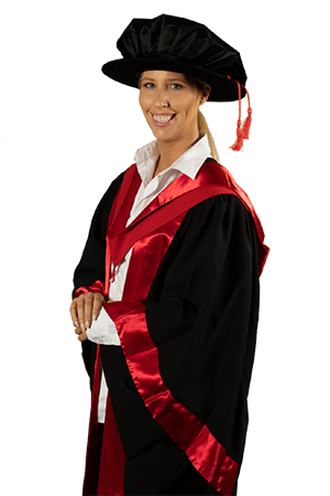 UTAS PhD graduation gown set - Side view
