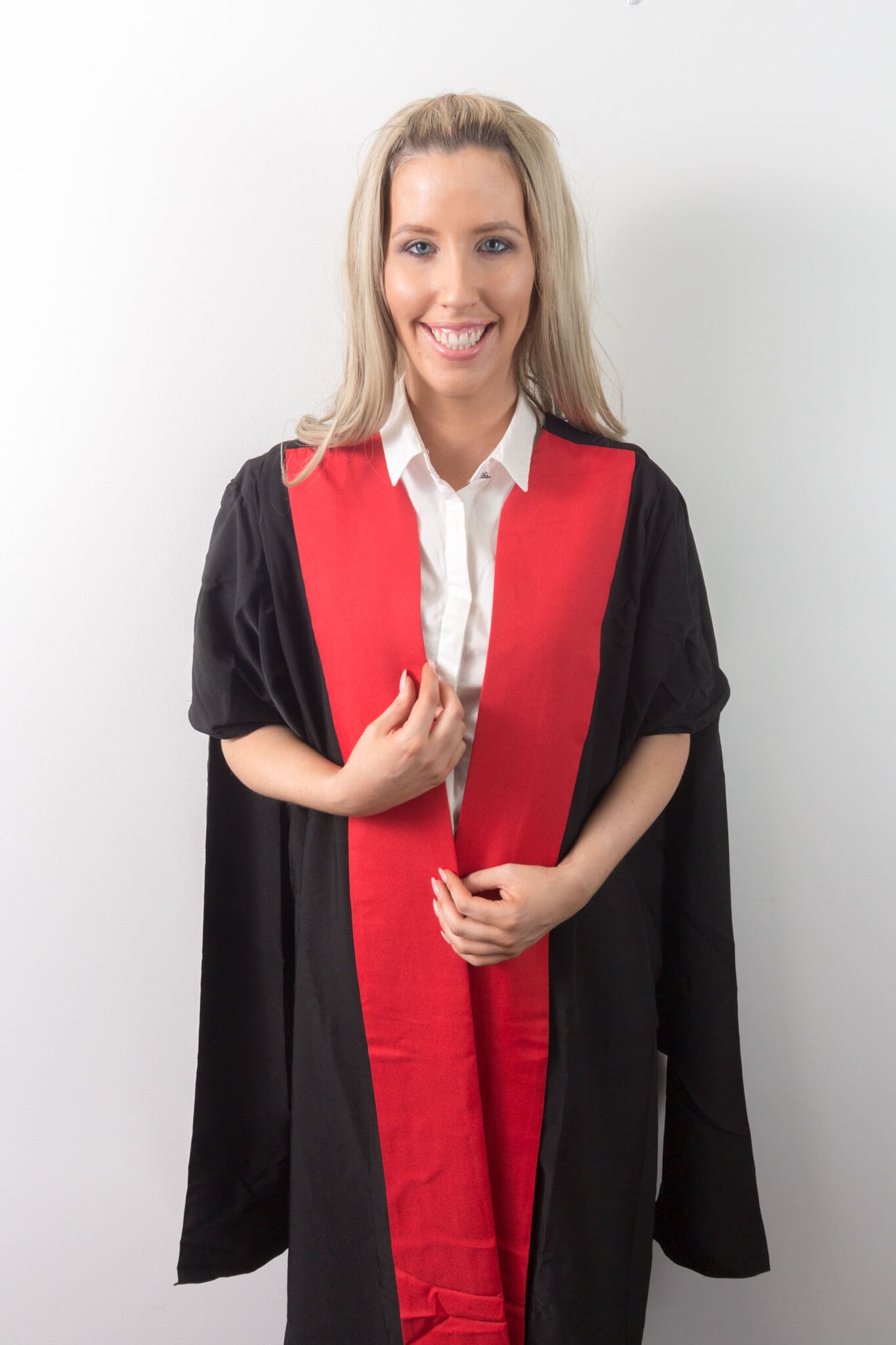 PhD gown with red cloth lining