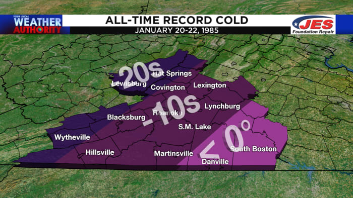 Virginia’s coldest day on record happened 35 years ago Tuesday