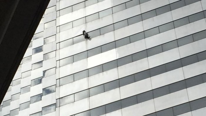 Loose panel repaired on EverBank tower downtown Loose panel repaired on EverBank tower downtown