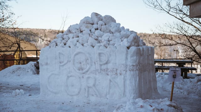 Finished snow sculptures at this winter carnival are beyond cool