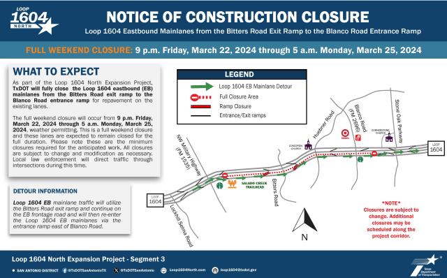 construction closures this weekend