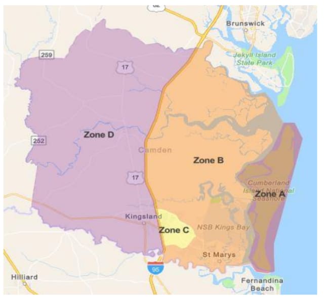 Kingsland Georgia County Map Printable Maps | Camden County, GA