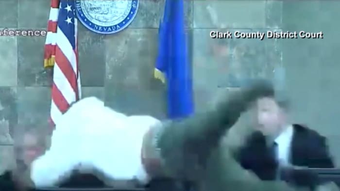 Video shows felon leaping over bench to attack judge during sentencing