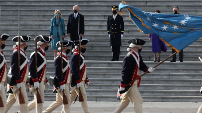 Military pass in review begins