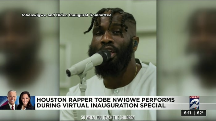 Houston rapper Tobe Nwigue performs during Inauguration special ...