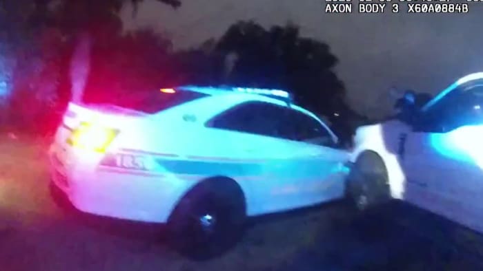Bodycam footage shows moment man crashing into police vehicle during ... Bodycam footage shows moment man crashing into police vehicle during ...