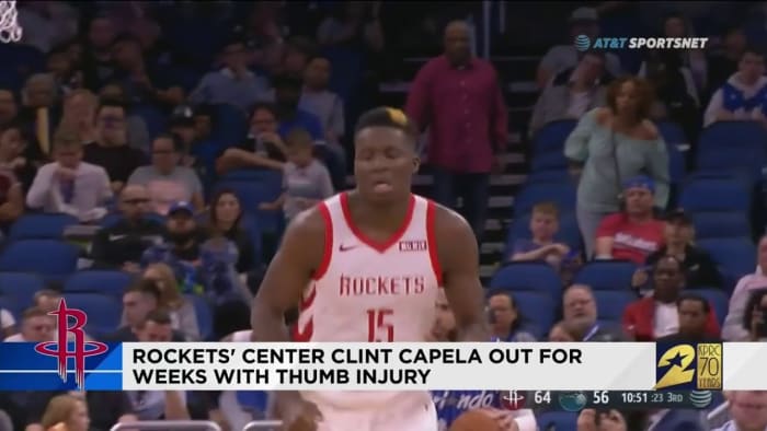 Rockets' Clint Capela out 4-6 weeks with thumb injury