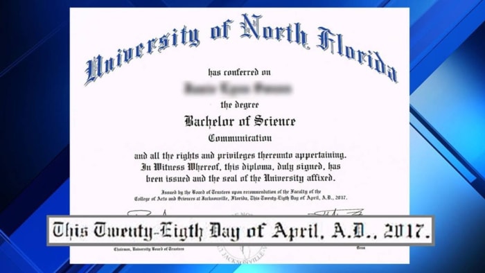 UNF diploma typo