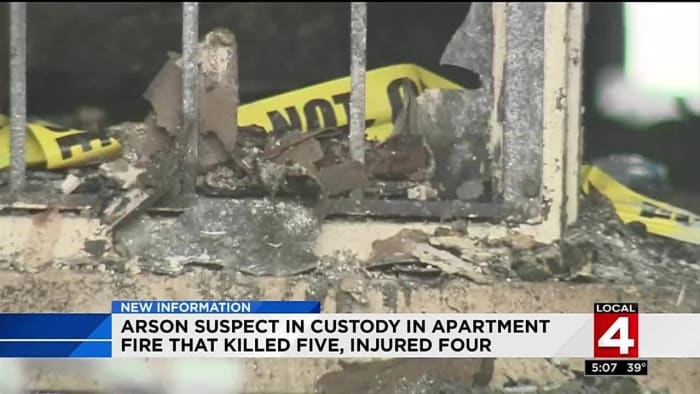 Arson suspect in custody in apartment fire that killed five, injured four
