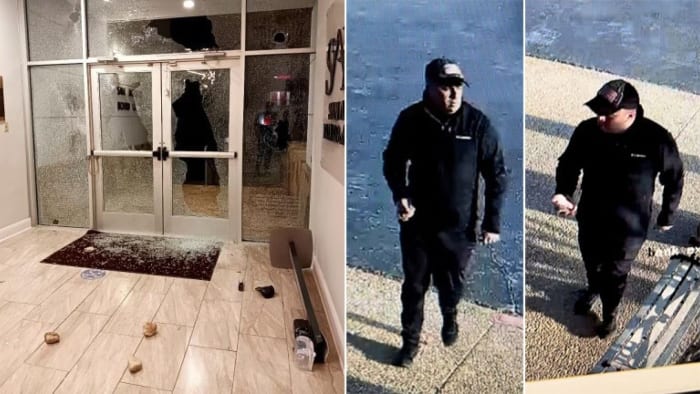 Video shows man throwing object at SABOR building; doors and windows ... Video shows man throwing object at SABOR building; doors and windows ...