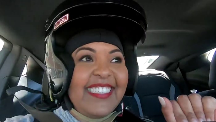 Tati takes a race around the Grand Prix track on "Live in the D"