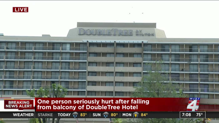 Person critically injured after falling off hotel balcony