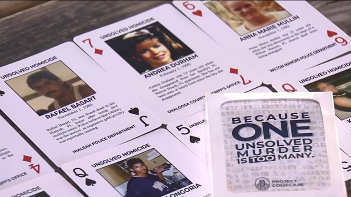 Project: Cold Case featuring unsolved homicides on playing cards