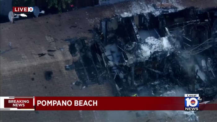 Sky 10 Shows Aftermath Of Bso Air Rescue Crash In Pompano Beach