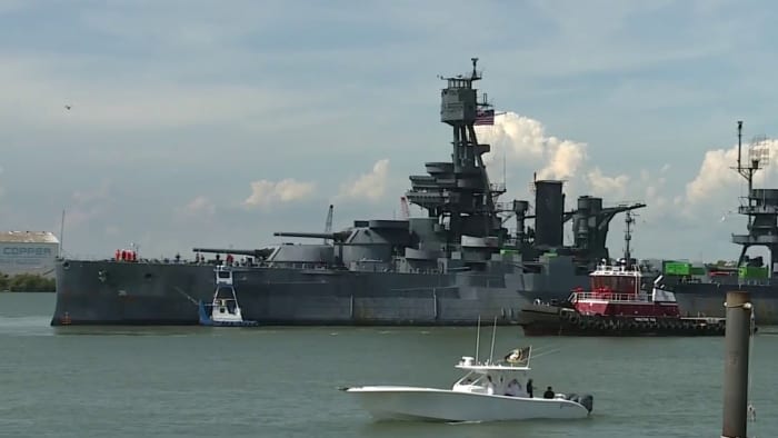 Battleship Texas Makes Milestone Journey To Galveston For 35m Repair