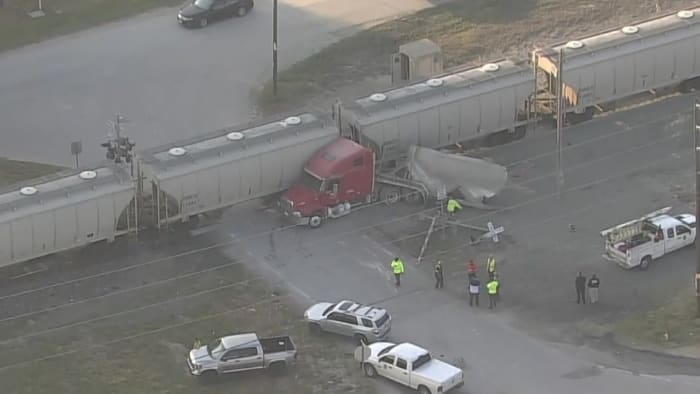 TRAFFIC ALERT: Train hits cement truck in Porter