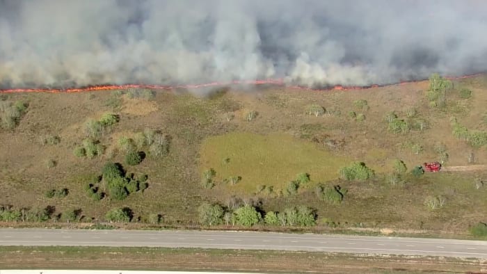 VIDEO: Massive grass fire reported in Brazoria County