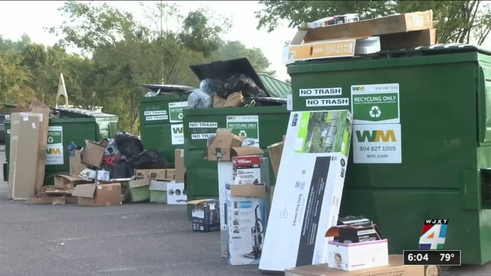 Recycling dumpsters at city drop-off sites overflowing before opening