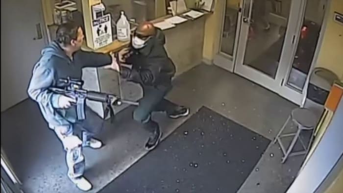 Video shows security guard stop gunman in Buffalo