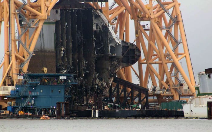 Crews slice Golden Ray, move into next steps of removal process