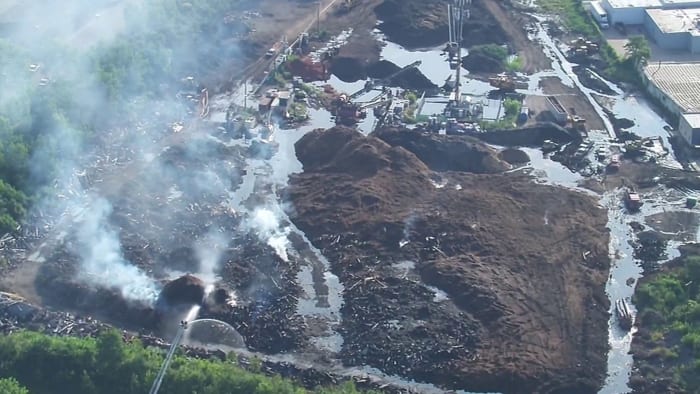 Massive mulch fire in Detroit extinguished but could rekindle