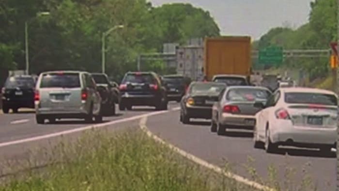 When merging onto a highway and traffic is heavy, can you stop?