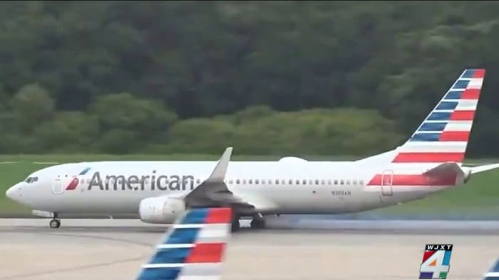 Video shows airplane tire explode during takeoff from Tampa airport