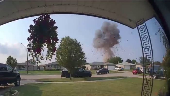 Surveillance footage captures explosion in Warren