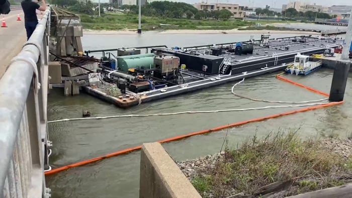 NEW VIDEO: KPRC 2 gets an up-close look of barge that struck, closed ...
