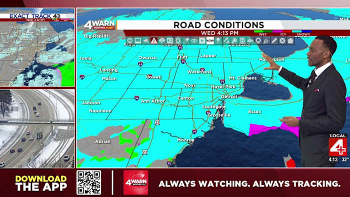 Slushy snow turns to ice across Metro Detroit as temps plummet